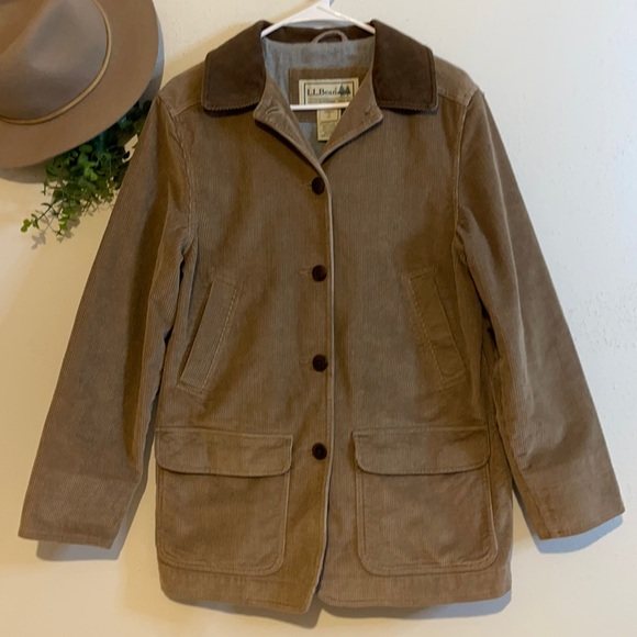 L.L. Bean | Jackets & Coats | Ll Bean Nwotwomens Tan Corduroy Flannel Lined Barn Chore Shirt ...
